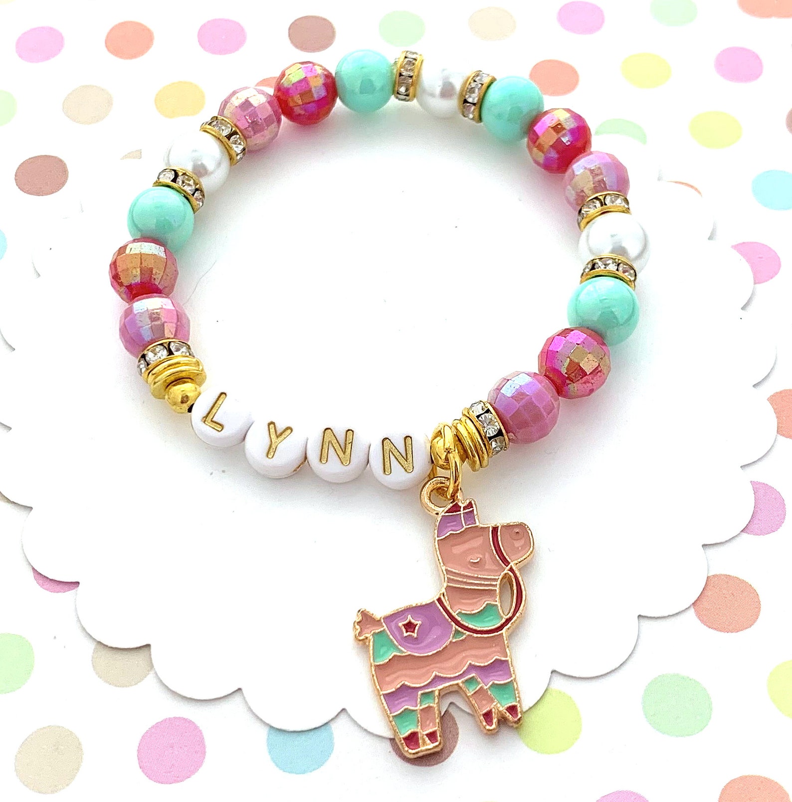 Llama Bracelet Alpaca Bracelet Beaded Name Bracelet for - Etsy