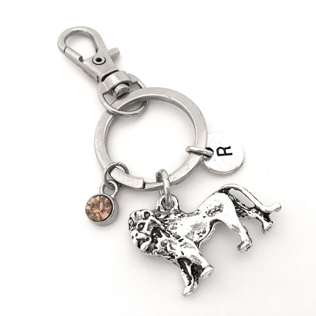 Lion Keychain, Lion Key Chain, Initial Keyring, Lion Gift, Big Cats ...