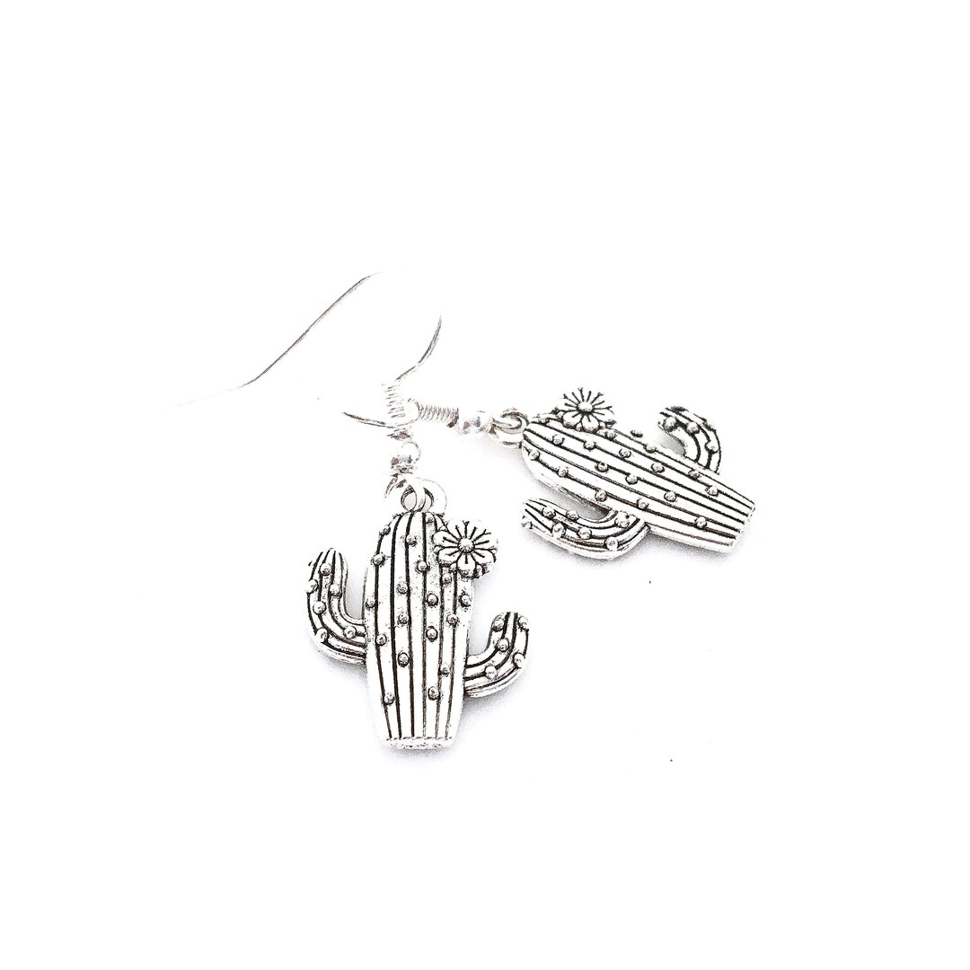 Cactus Earrings Silver, Cactus Dangle Earrings, Saguaro Cactus Jewelry ...