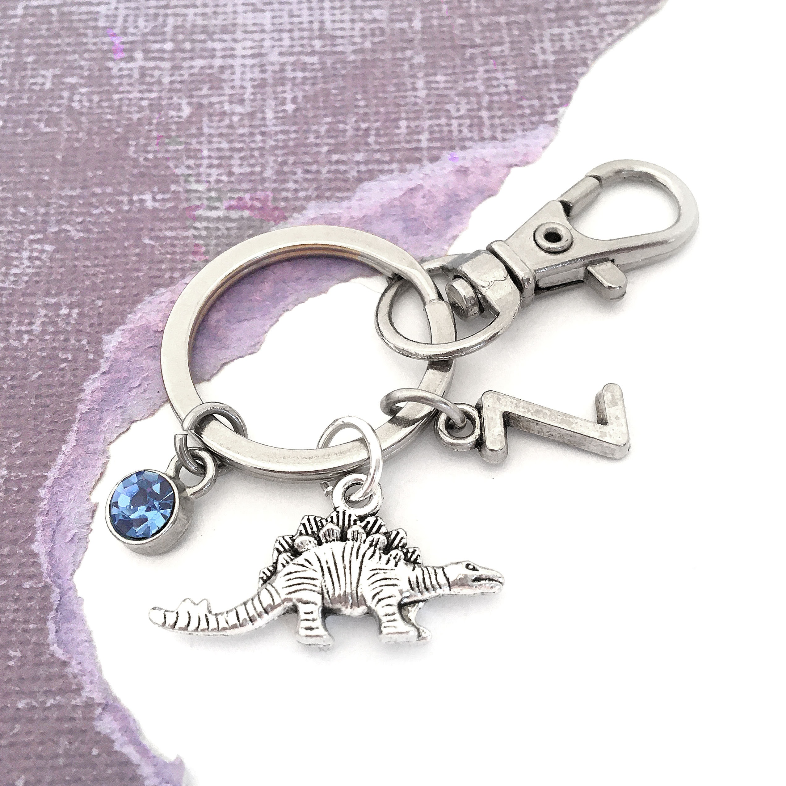 Stegosaurus Keychain, Dinosaur Keychain, Personalized Stegosaurus Charm ...