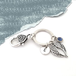 Angel Wing Keychain, Guardian Angel Keychain, Silver Angel Wings Charm ...
