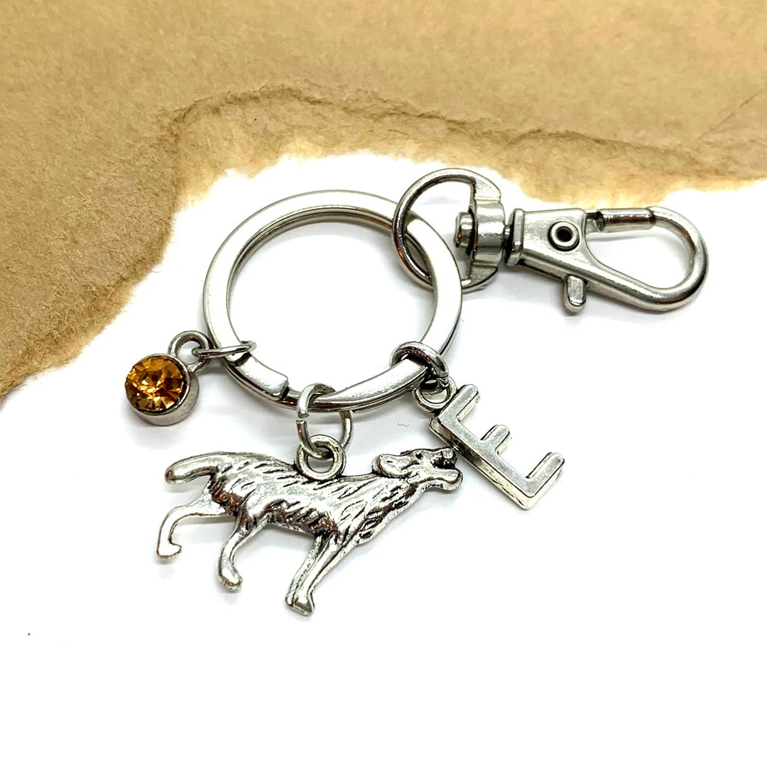 Wolf Keychain, Wolf Lover Gift, Initial Keyring, Personalized Wolf ...