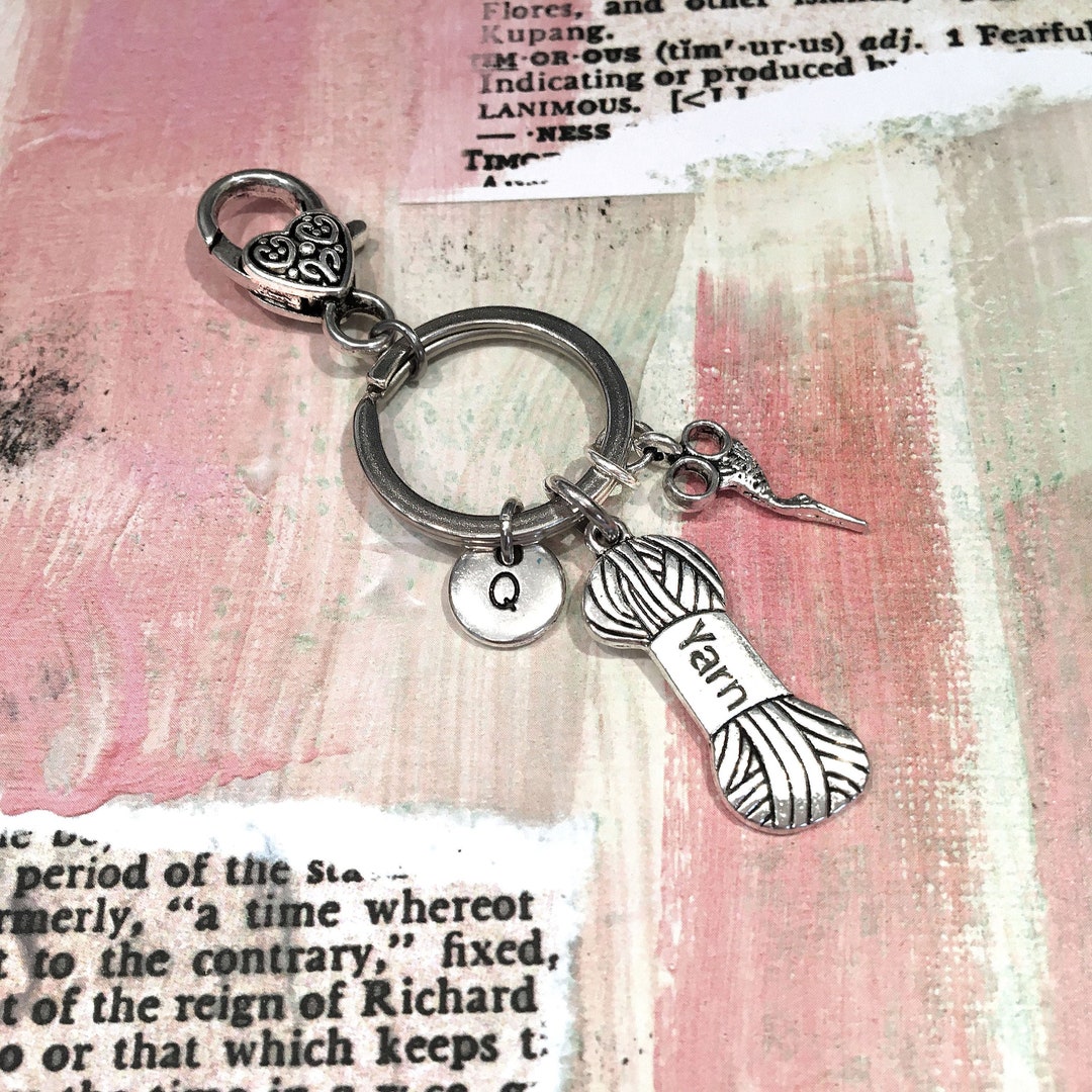 Yarn Keychain, Knitting Keychain, Knitter Gifts, Crochet Keychain for ...