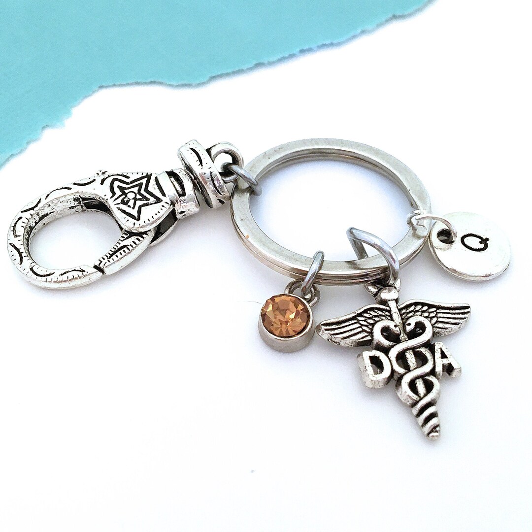Dental Assistant Keychain Initial Keyring Personalized Dental Assistant ...