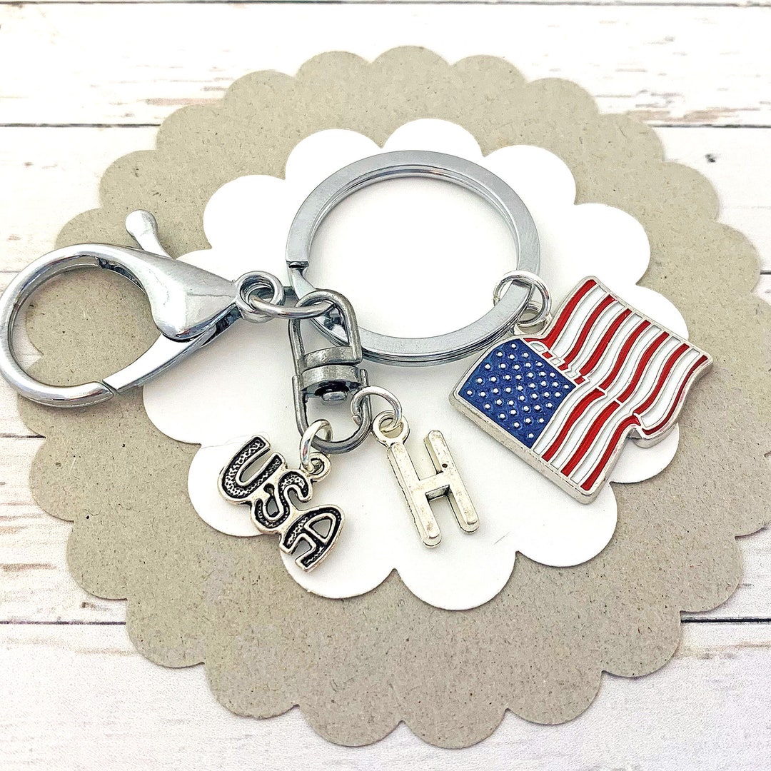 US Flag Key Chain, American Flag Keychain, Personalized Gift, Soldier ...