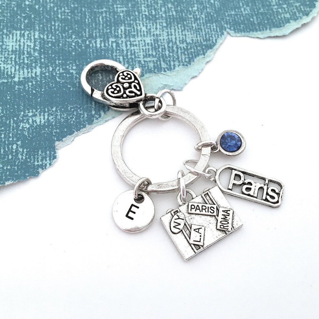 Paris Keychain, Paris Key Chain, Paris Travel Keychain, Suitcase ...