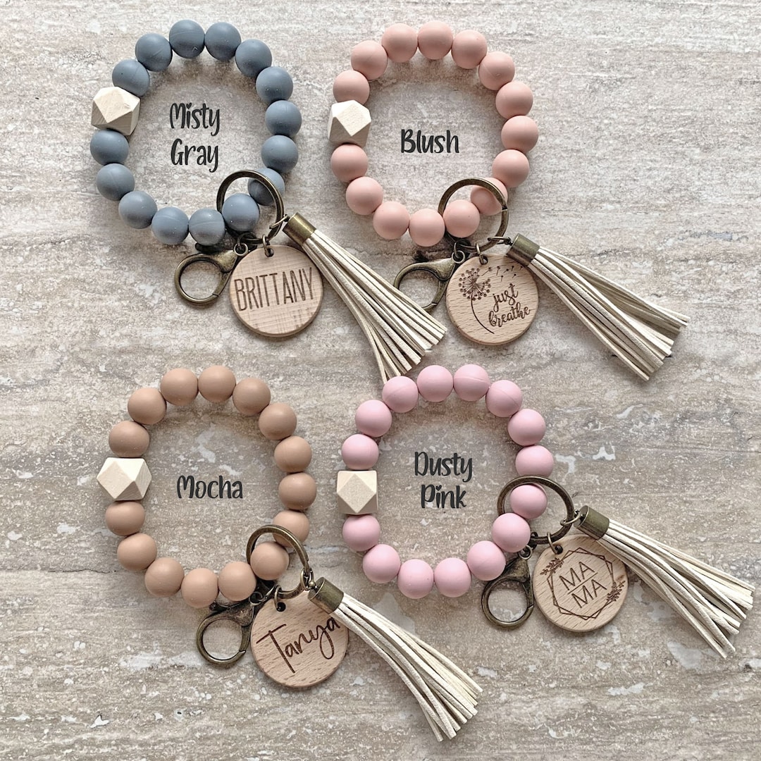 Beaded Bracelet Keychain, Silicone Keychain Wristlet, Silicone Bangle ...