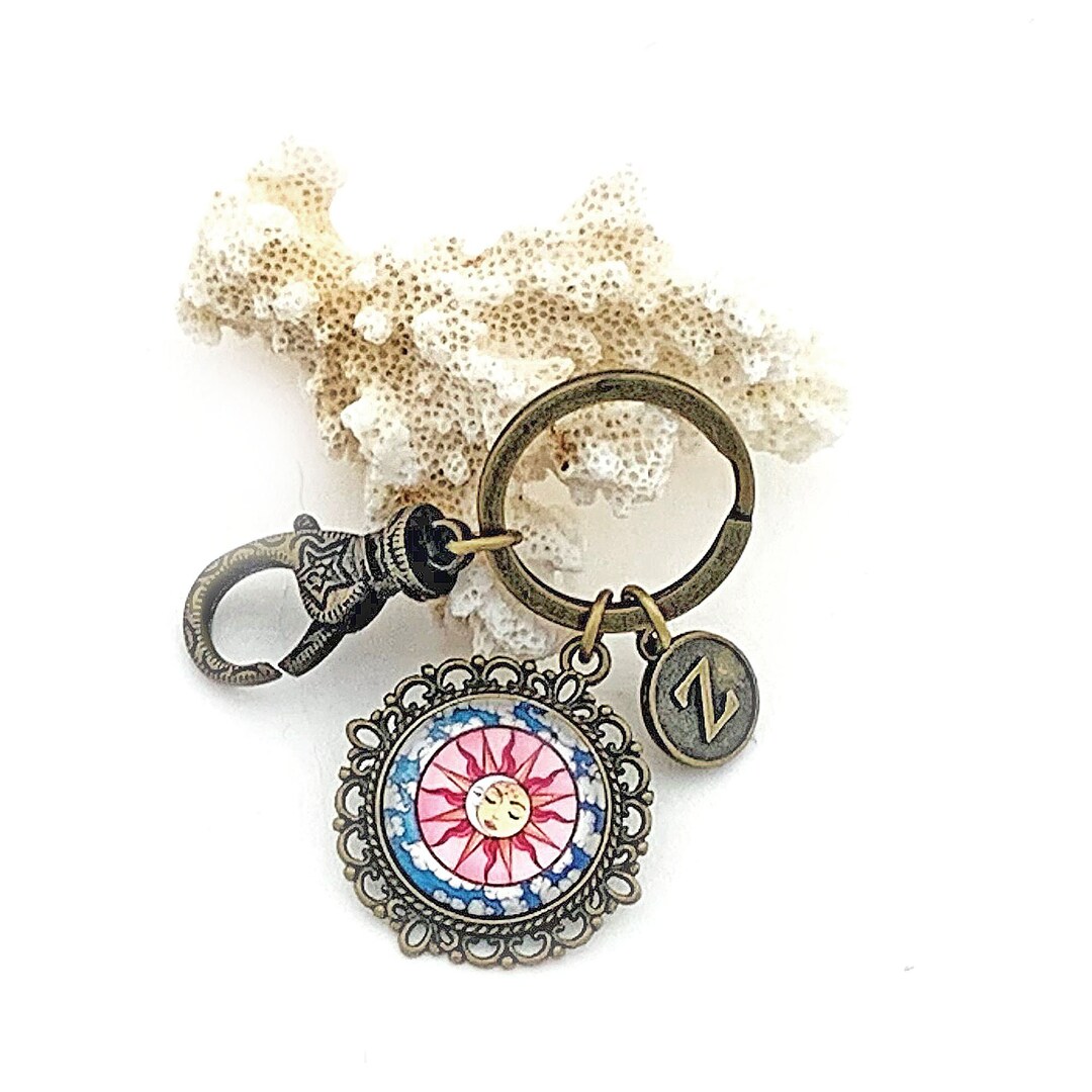 Sun Keychain, Sun Face, Personalized Celestial Gift, Purse Charms for ...