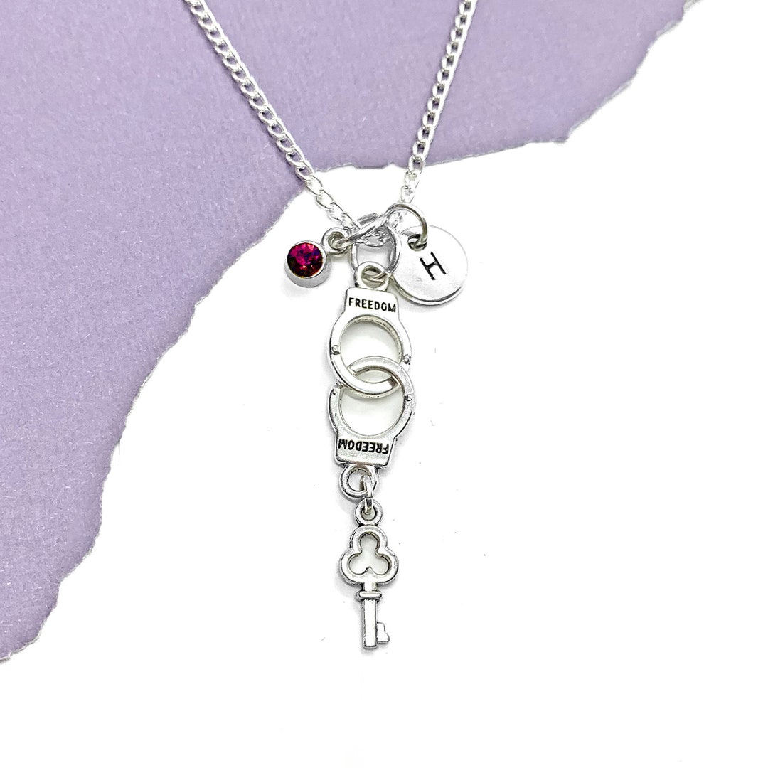 Handcuff and Key Necklace, Initial Pendant, Law Enforcement Retirement ...