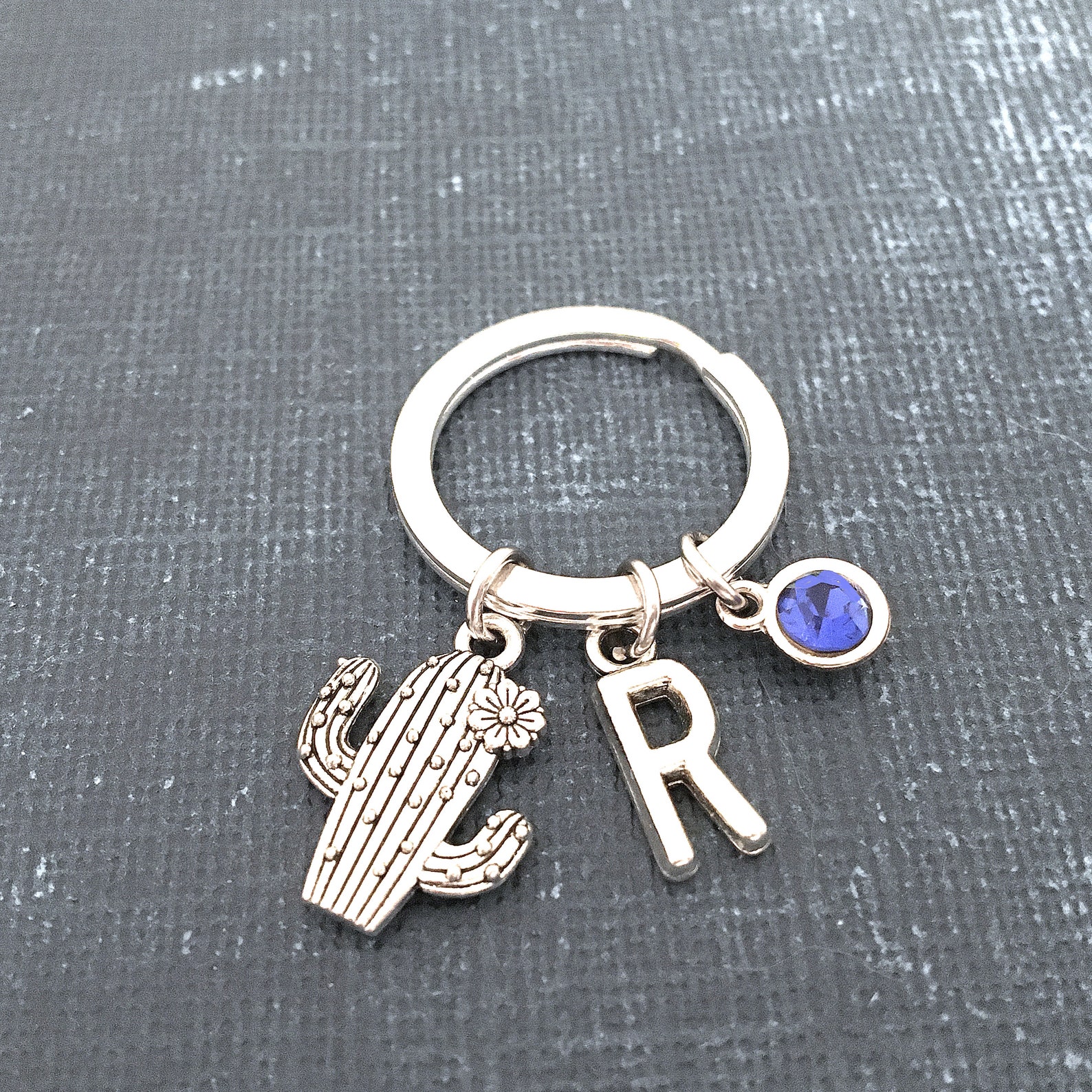 Cactus Keychain, Saguaro Cactus Gifts, Initial Keyring, Personalized ...