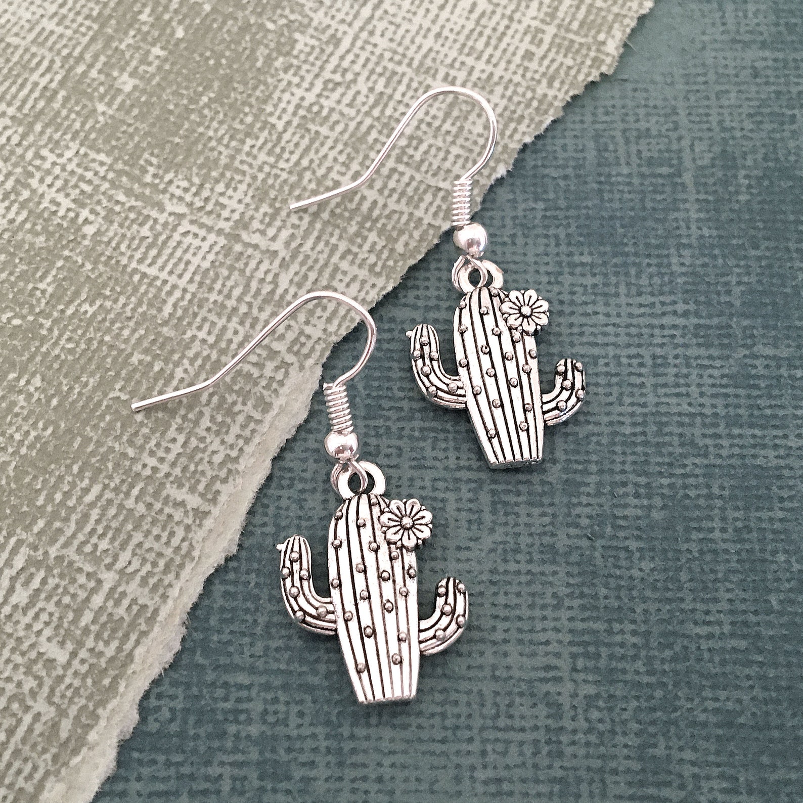 Cactus Earrings Silver, Cactus Dangle Earrings, Saguaro Cactus Jewelry ...