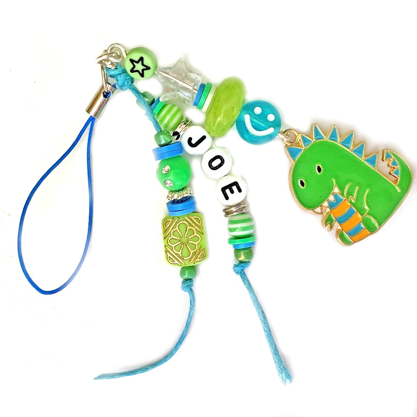 Dinosaur Phone Charm, Dinosaur Keychain, Name Bag Charm, Personalized ...