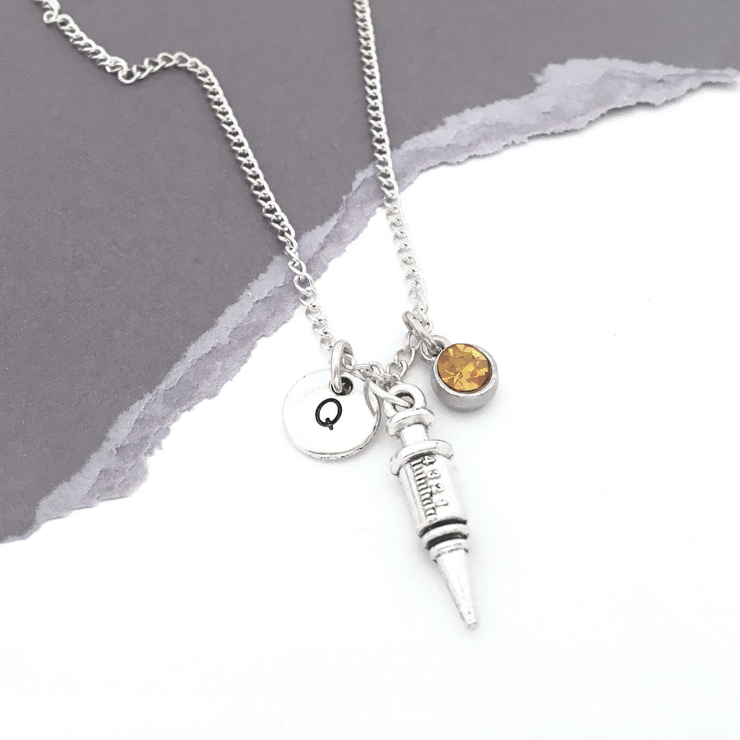 Syringe Necklace Syringe Charm Necklace Syringe Jewelry Medical ...