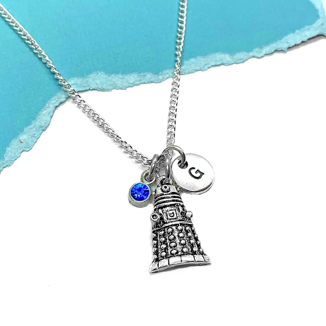 Dr Who Dalek Necklace, Custom Charm Initial Necklace, Sci Fi Gifts ...