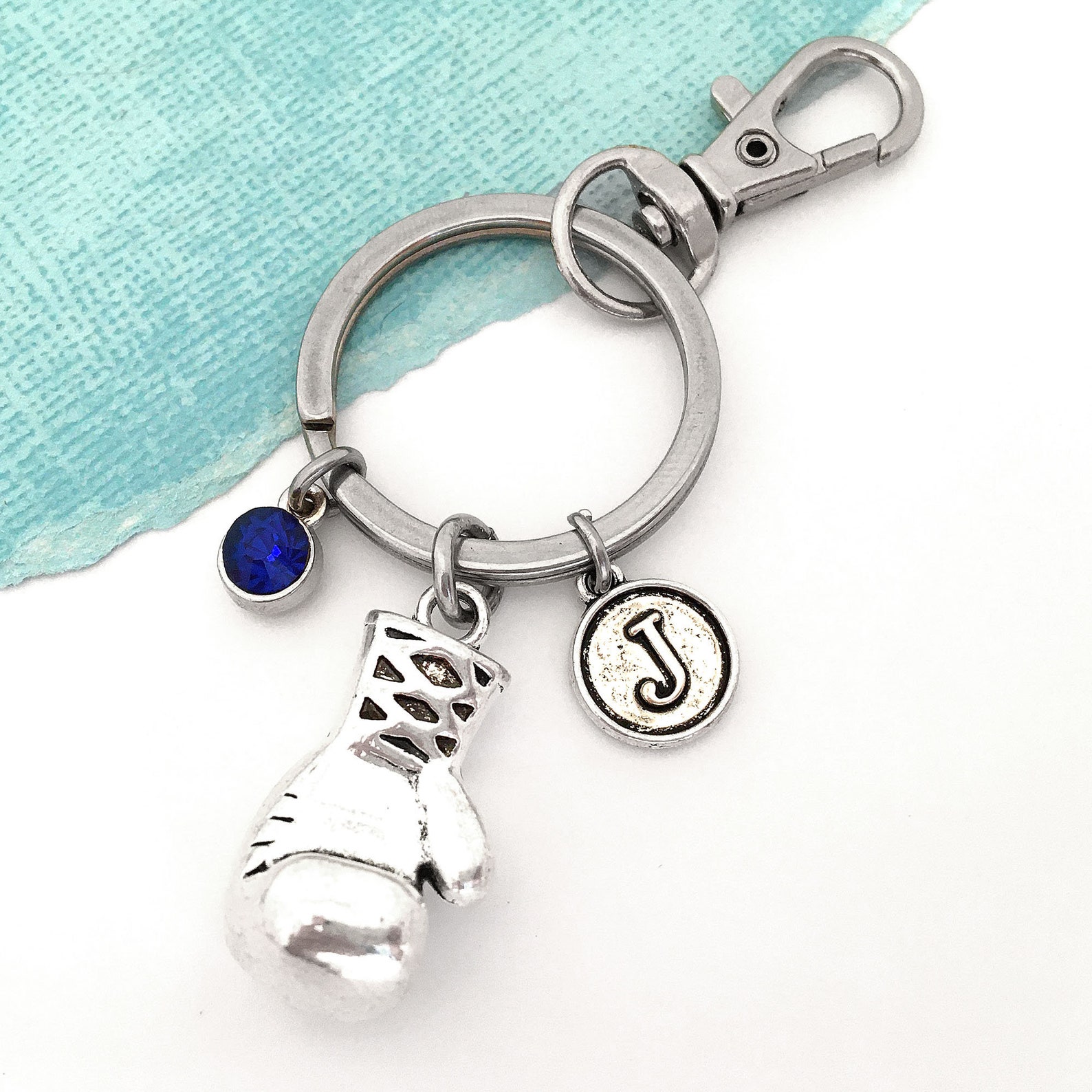 Boxing Keychain Boxing Glove Keychain Initial Key Chain | Etsy