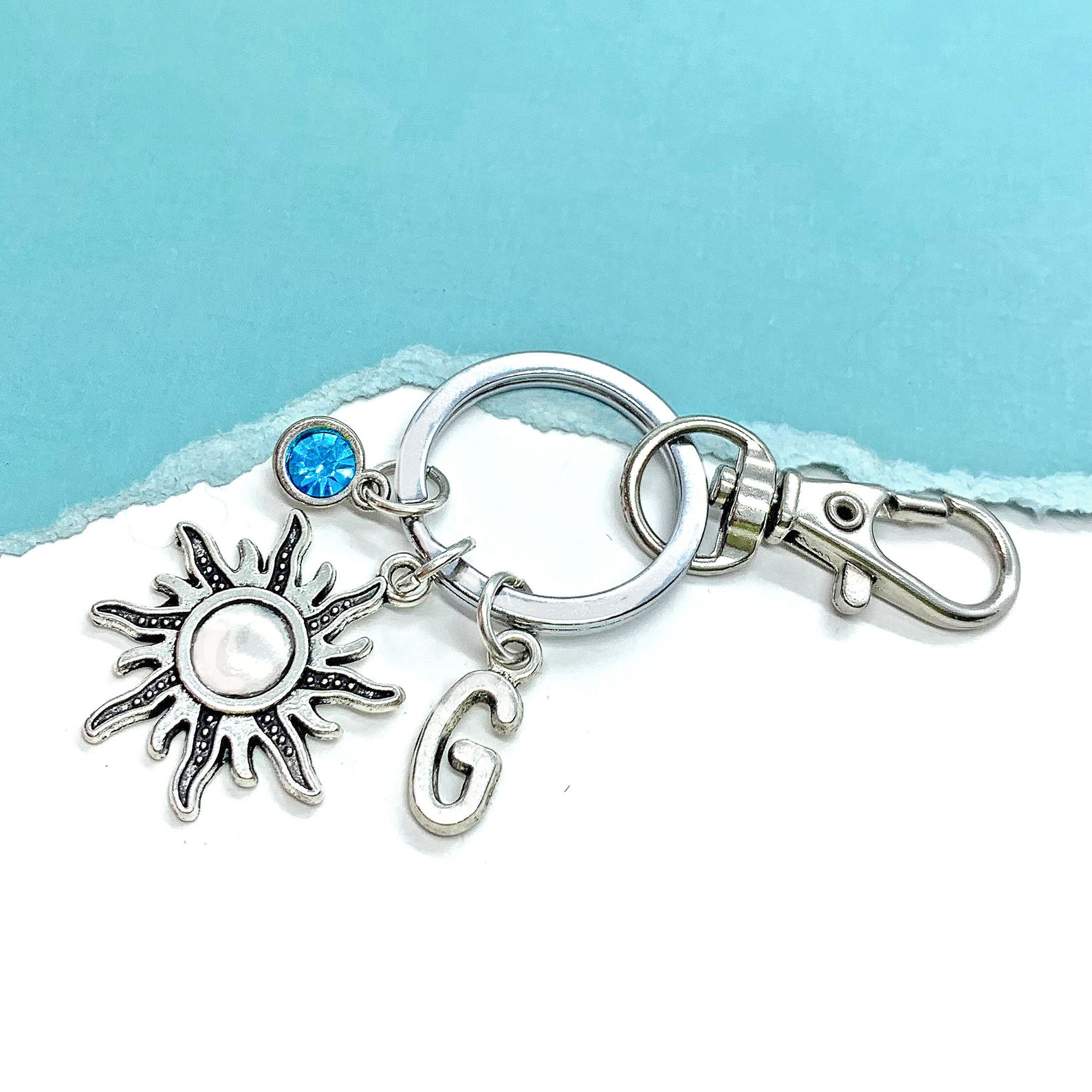 Sun Keychain Sunburst Charm Keyring Silver Sun Charm Key - Etsy UK