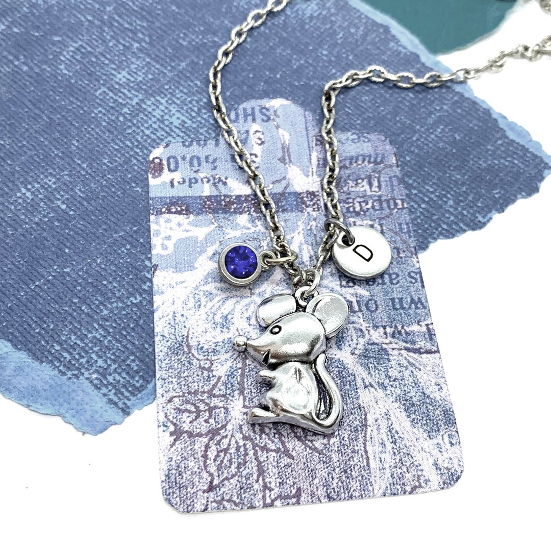 Mouse Necklace for Women, Initial Necklace, Personalized Mouse Charm ...