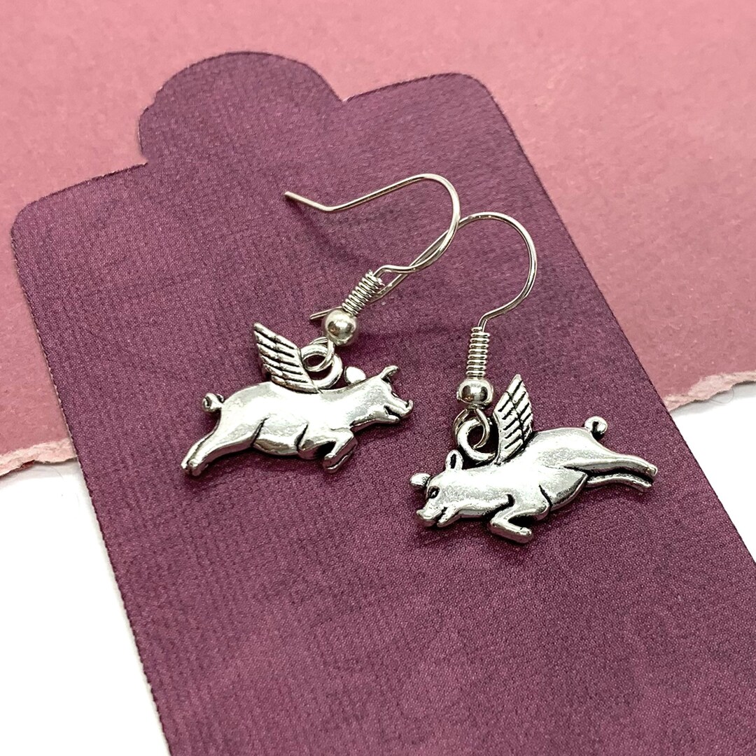 Flying Pig Earrings, Flying Pig Gift, Pig Charm Jewelry, Pigs With ...