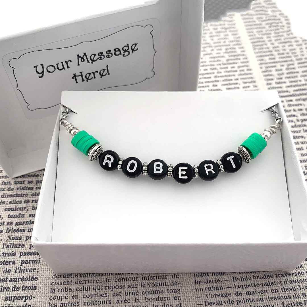 Boys Name Necklace, Custom Beaded Name Necklace for Kids, Children's ...