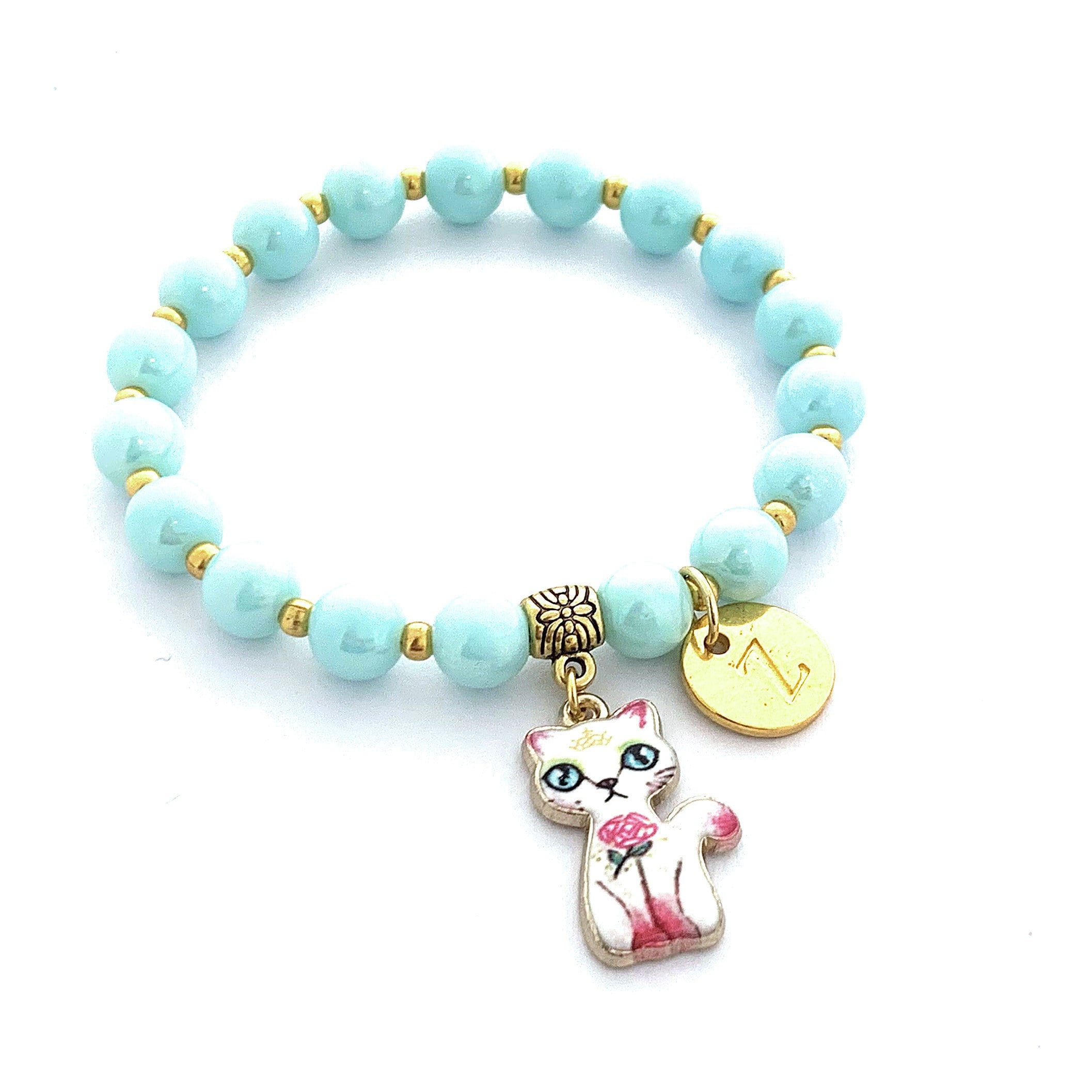 Kitty Bracelet Cat Jewelry Beaded Stretch Bracelet | Etsy