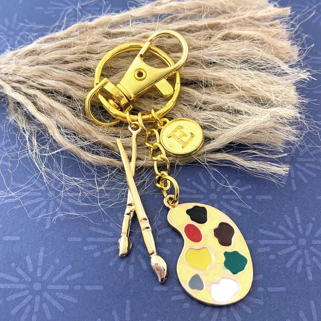 Artist Keychain, Painters Palette Charm Keyring, Personalized Art Lover ...