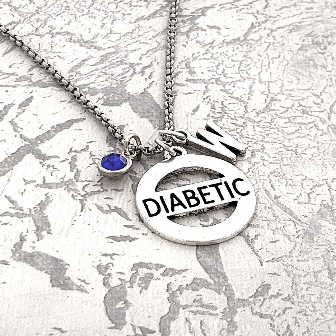 Diabetic Initial Necklace, Diabetic Jewelry, Medical Alert Necklace Men ...