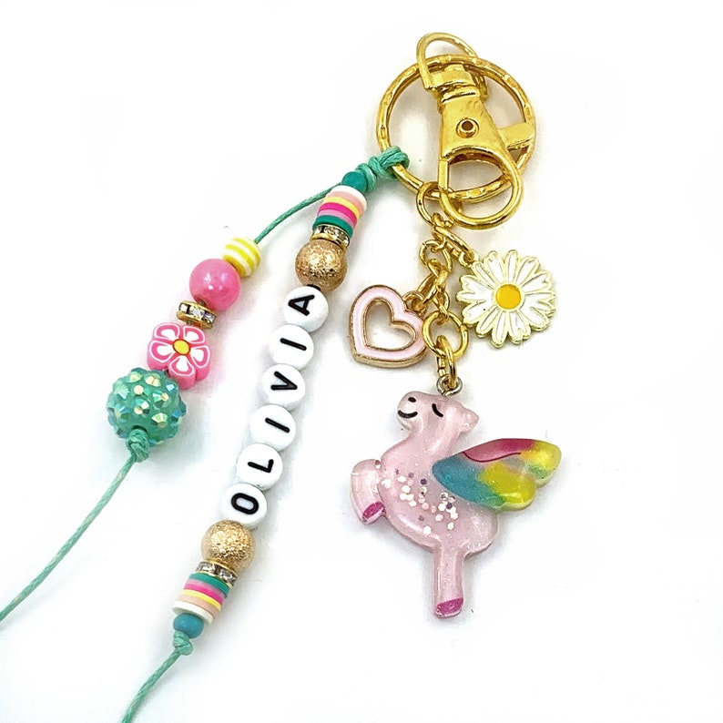 Unicorn Keychain, Unicorn Name Tag, Personalized Name Key Chain, Zipper ...