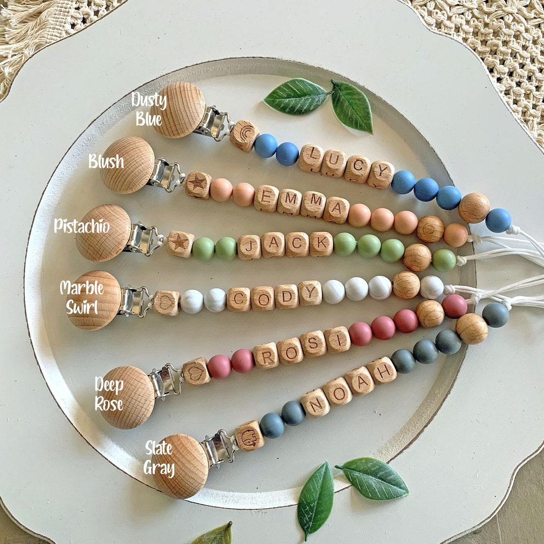 Personalized Pacifier Clip, Baby Shower Gift, Rattle Rings, Newborn ...