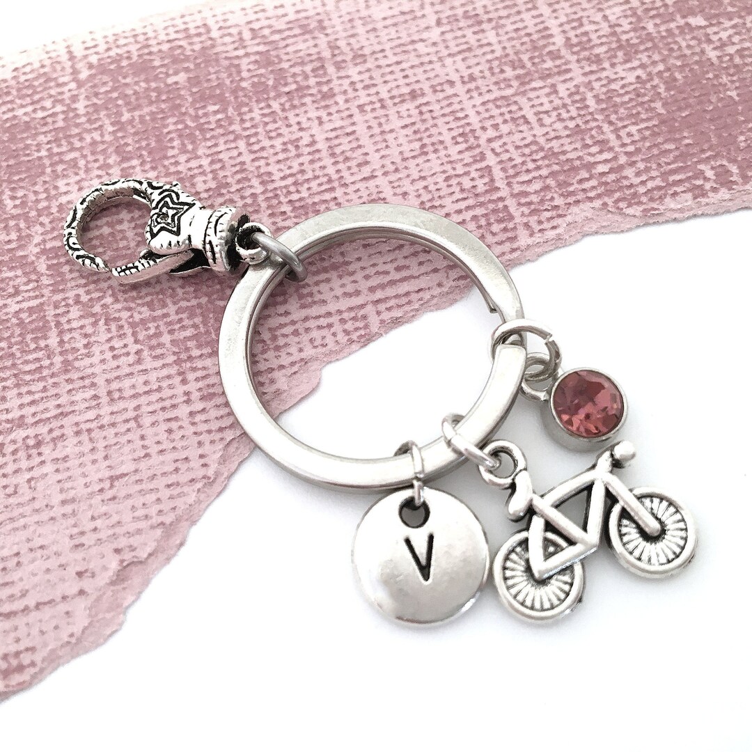 Mountain Bike Keychain, Bicycle Keychain, Bike Keyring, Initial Keyring ...