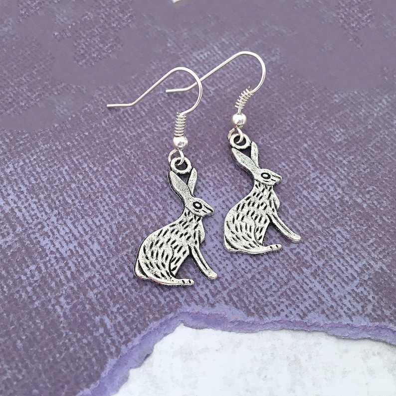 Rabbit Earrings Bunny Earrings Hare Earrings Silver Dangle - Etsy