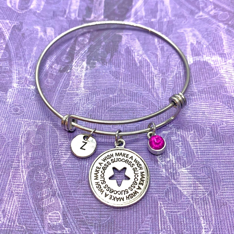 Make A Wish Bracelet Initial Bangle Make A Wish Gifts | Etsy