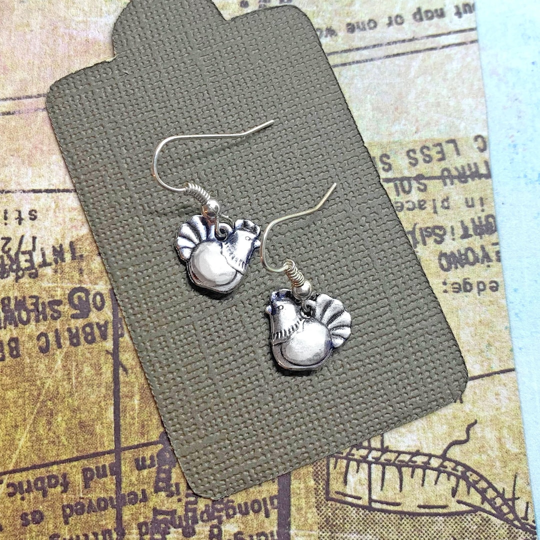 Chicken Earrings, Chicken Jewelry, Silver Dangle Earrings, Chicken ...