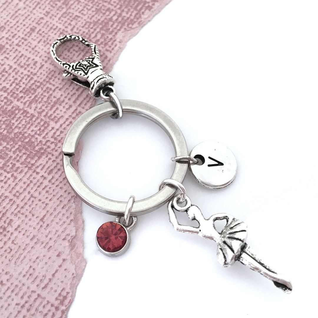 Ballerina Keychain, Ballet Keychain, Initial Keyring, Ballet Gift ...