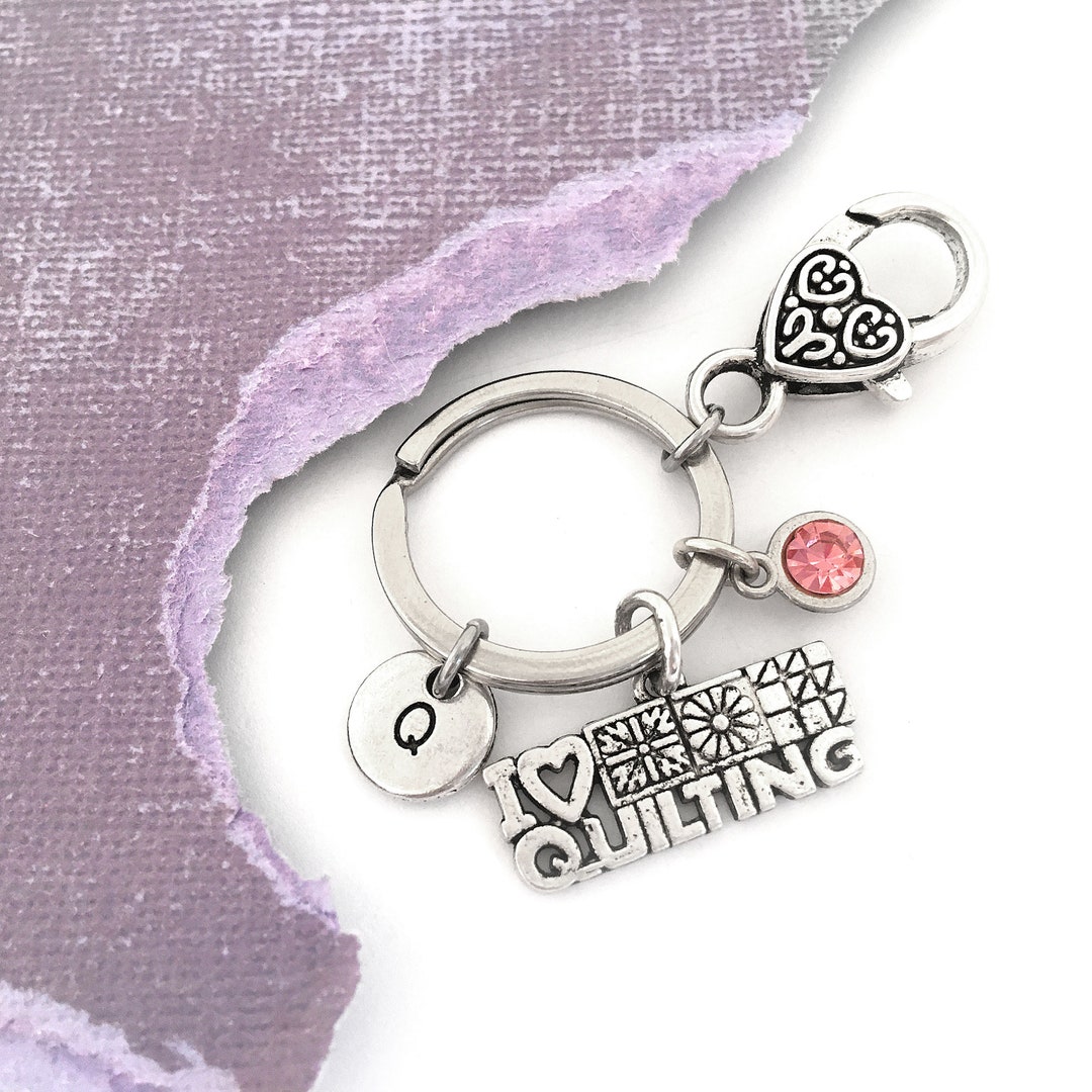 I Love Quilting Keychain, Quilters Gifts, Personalized Gift for Quilter ...