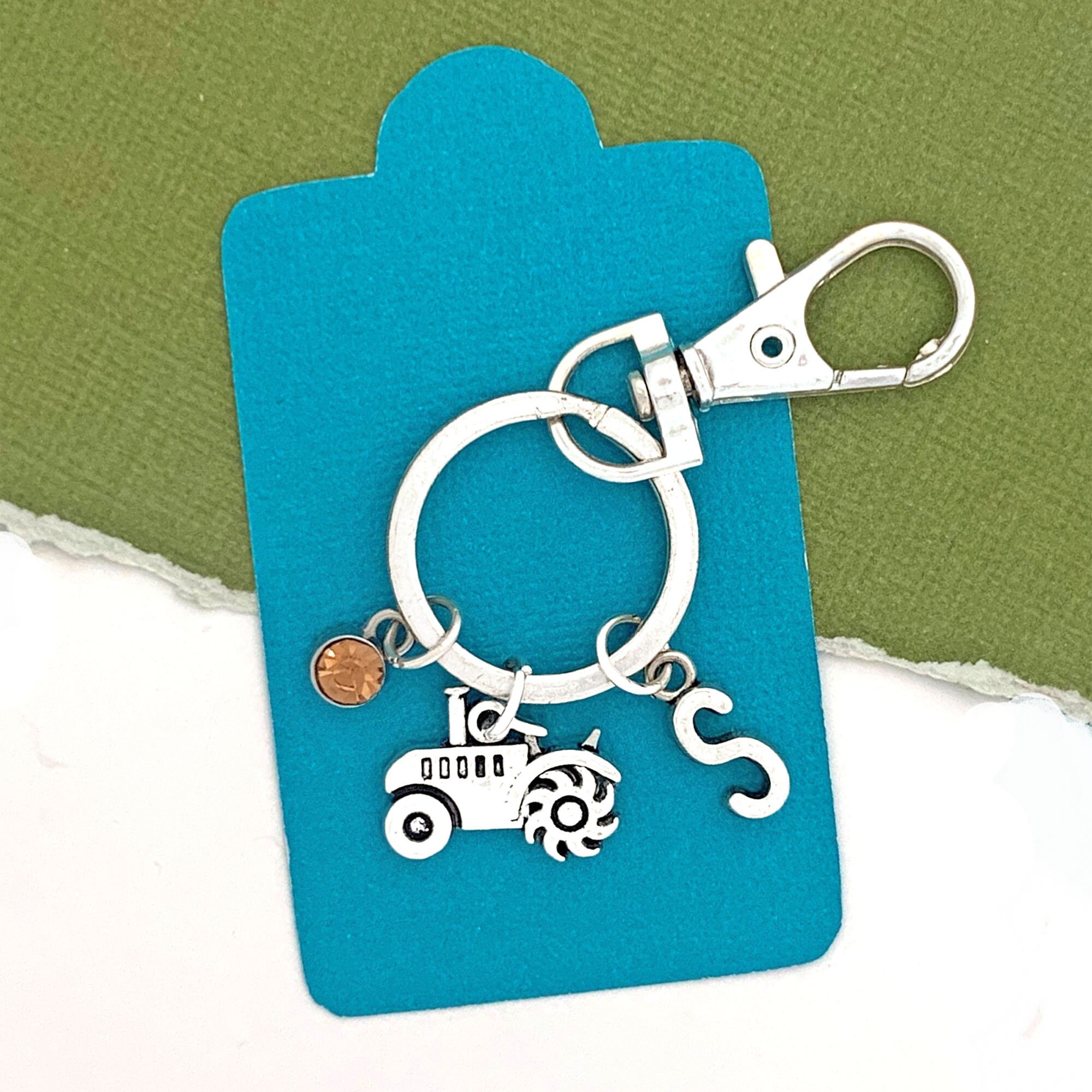 Tractor Keychain Farm Tractor Key Chain Initial Keyring | Etsy