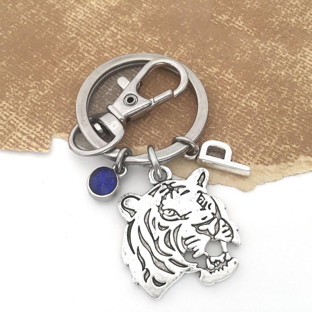 Tiger Keychain, Tiger Key Ring, Tiger Key Chain, Tiger Head Charm ...