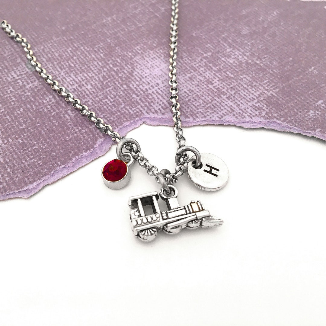 Train Necklace, Train Jewelry, Personalized Steam Train Charm Necklace ...
