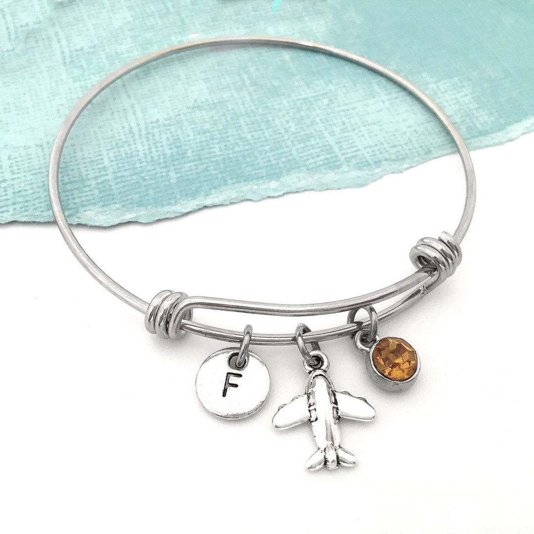 Airplane Bangle Bracelet, Plane Bangle, Flight School Gifts, Plane ...