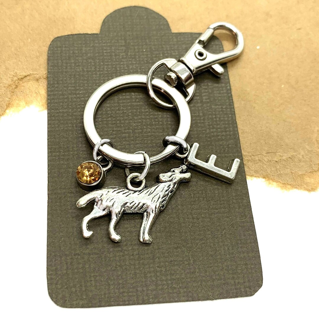 Wolf Keychain, Initial Keyring, Howling Wolf Personalized Gift, Wolf ...