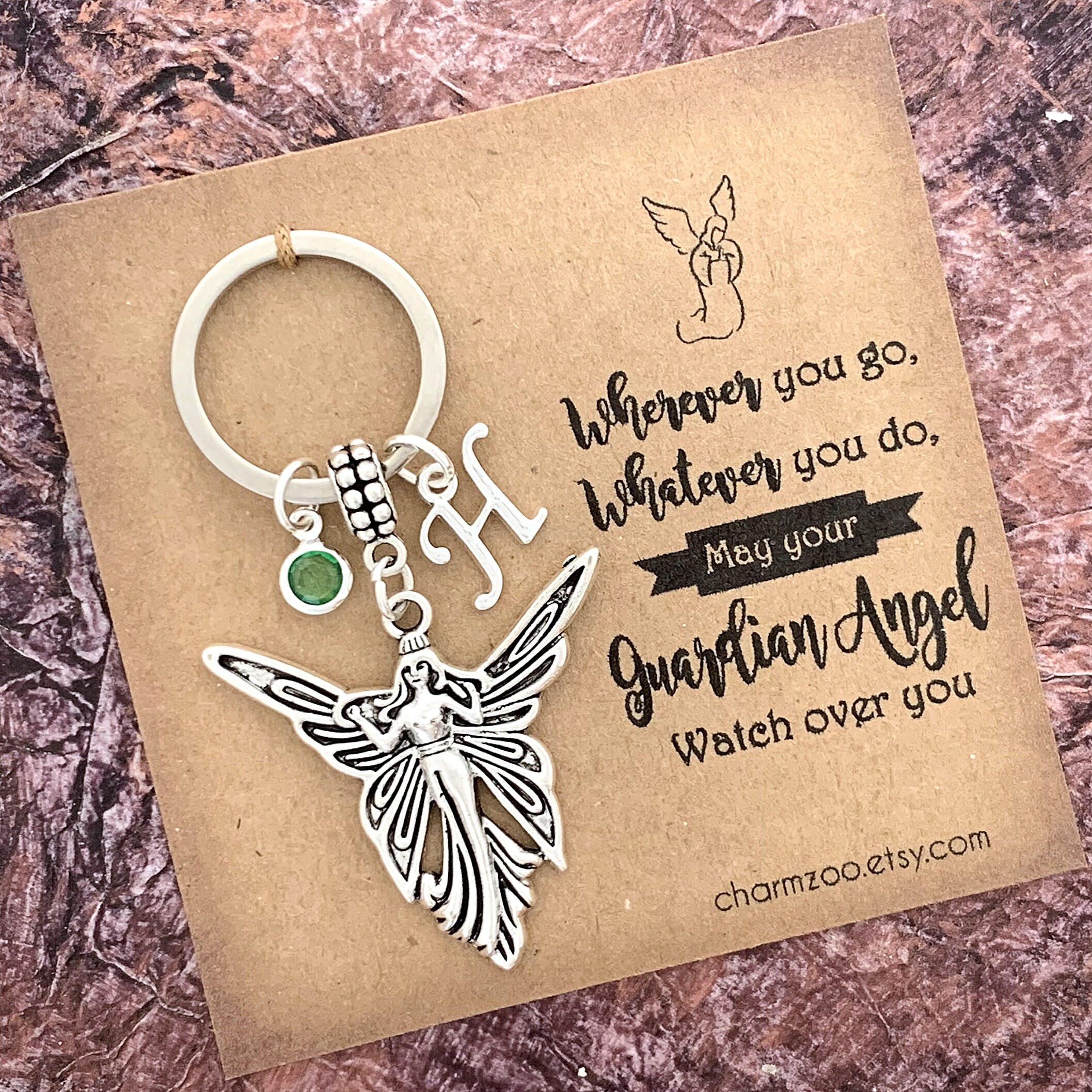 Guardian Angel Keychain Angel Key Ring Personalized Gift | Etsy