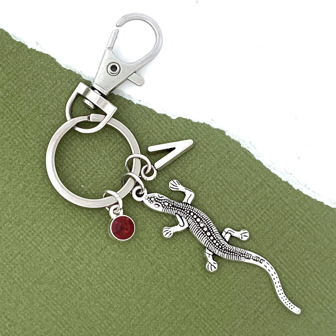Lizard Keychain, Gecko Keychains, Initial Keyring, Salamander Gift ...