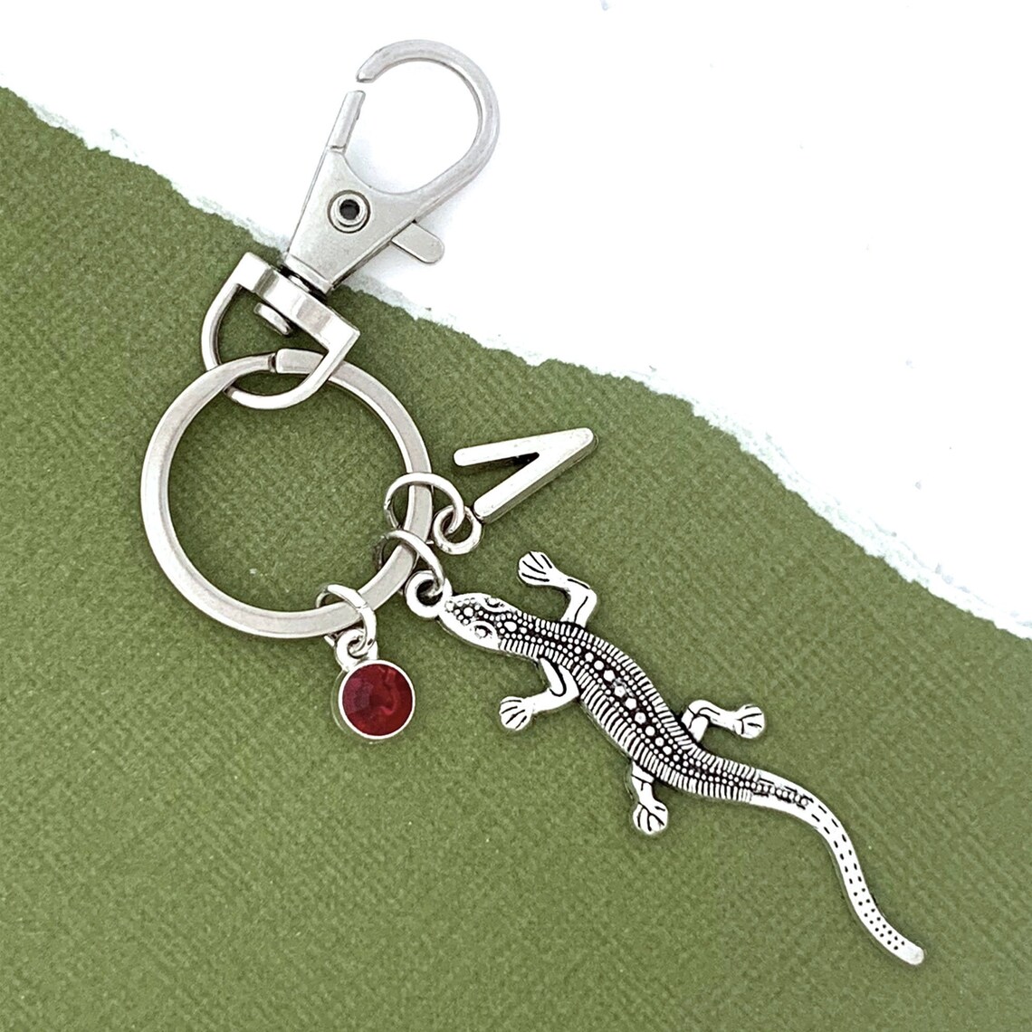 Lizard Keychain Gecko Keychains Initial Keyring Salamander | Etsy