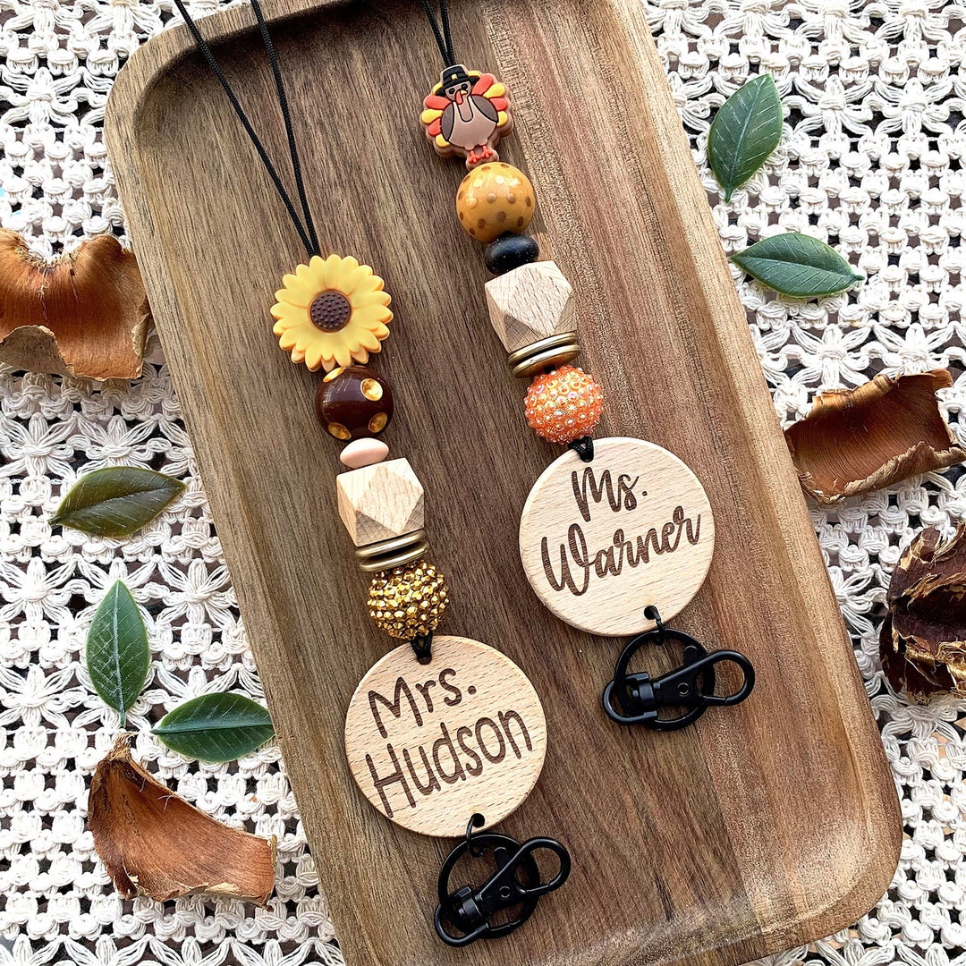 Thanksgiving Lanyard, Personalized Engraved Lanyard, Fall Lanyard for ...