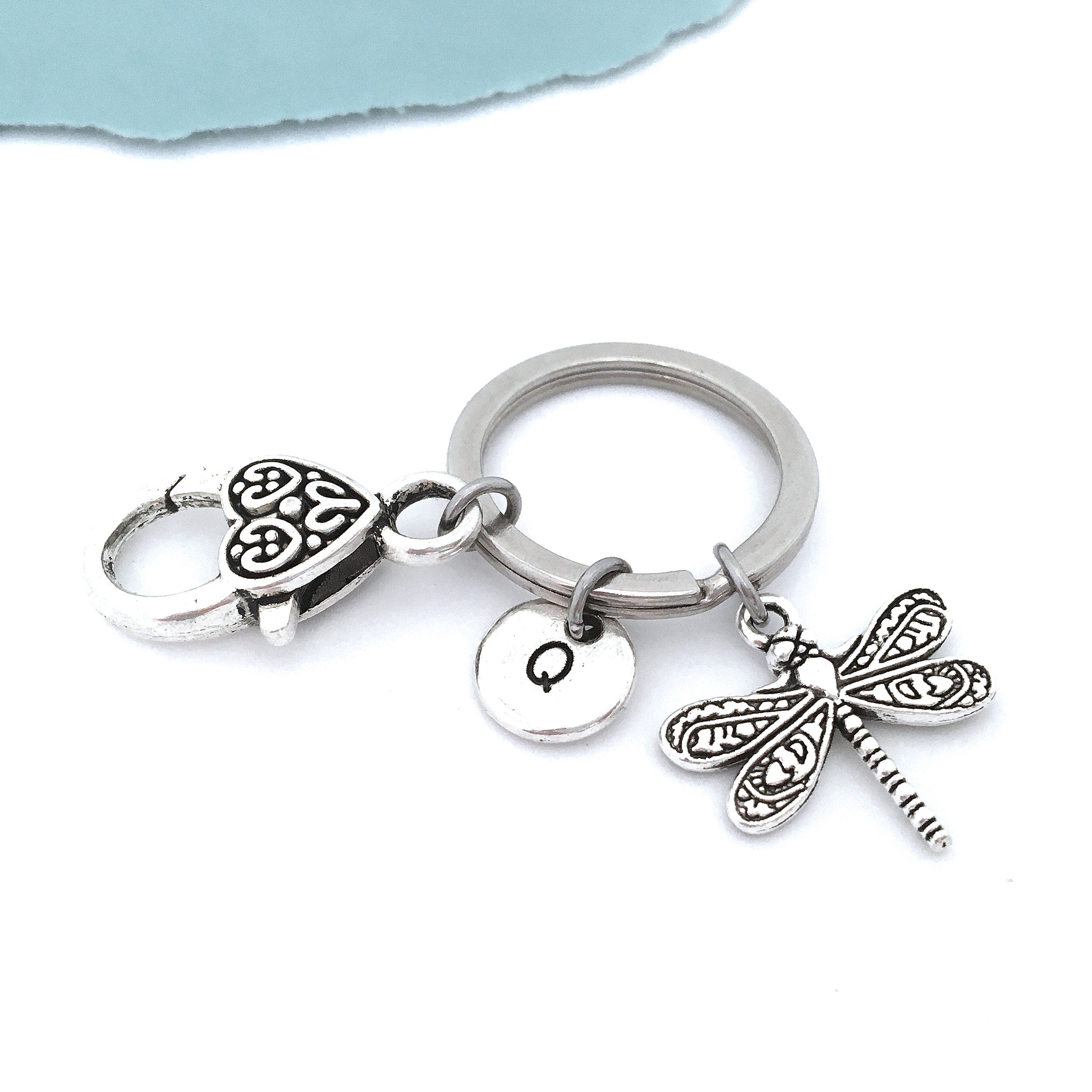 Dragonfly Keychain Dragonfly Initial Key Ring Personalized | Etsy