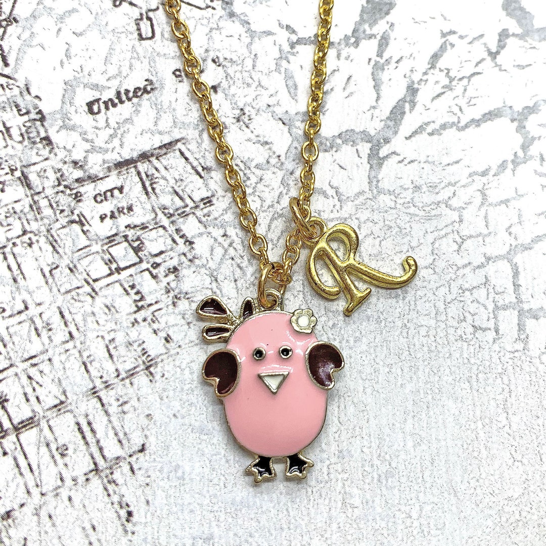Chicken Necklace Gold, Chicken Jewelry Blush and Gold, Personalized ...