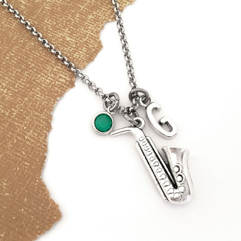 Personalized Saxophone Necklace - Etsy