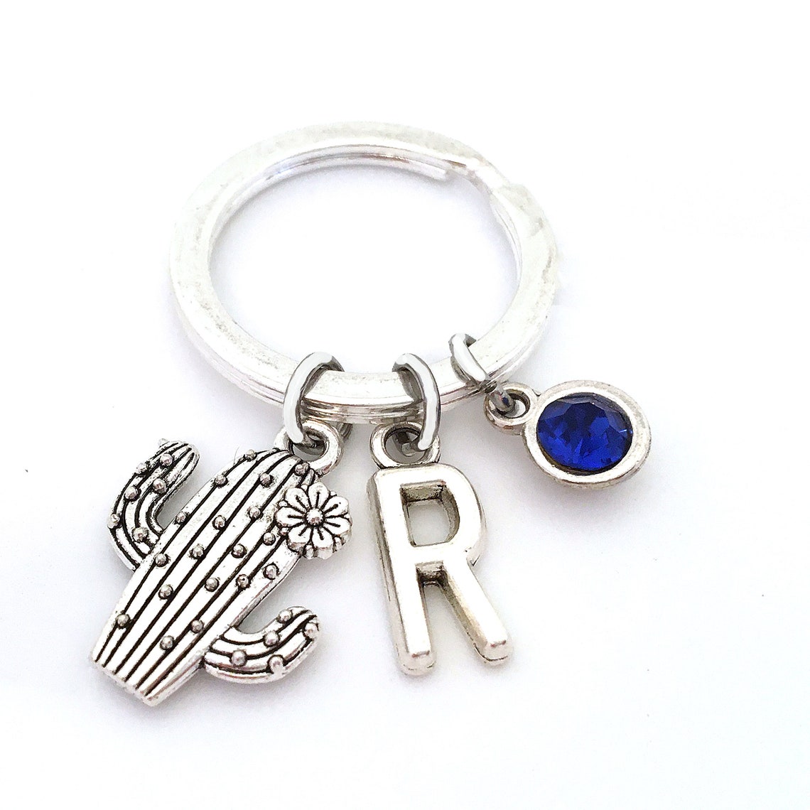Cactus Keychain, Saguaro Cactus Gifts, Initial Keyring, Personalized ...