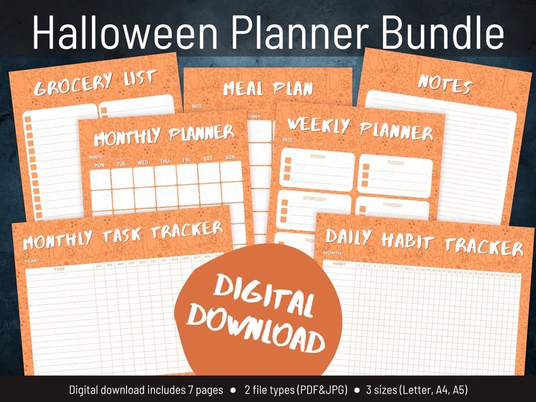 Halloween Theme Planner | Printable | Digital Download | Planner Bundle ...