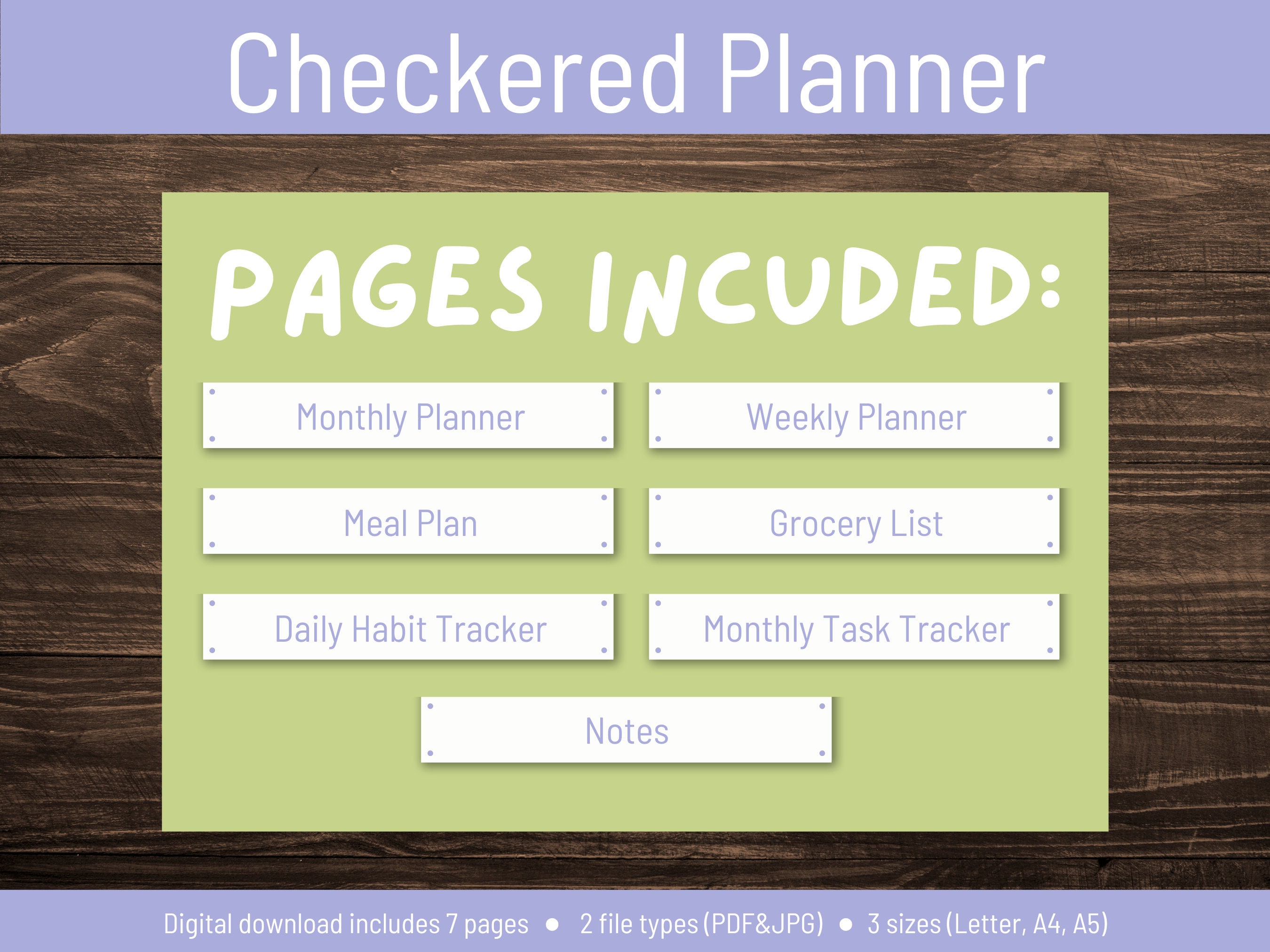 Checkered Planner Printable Digital Download Planner - Etsy
