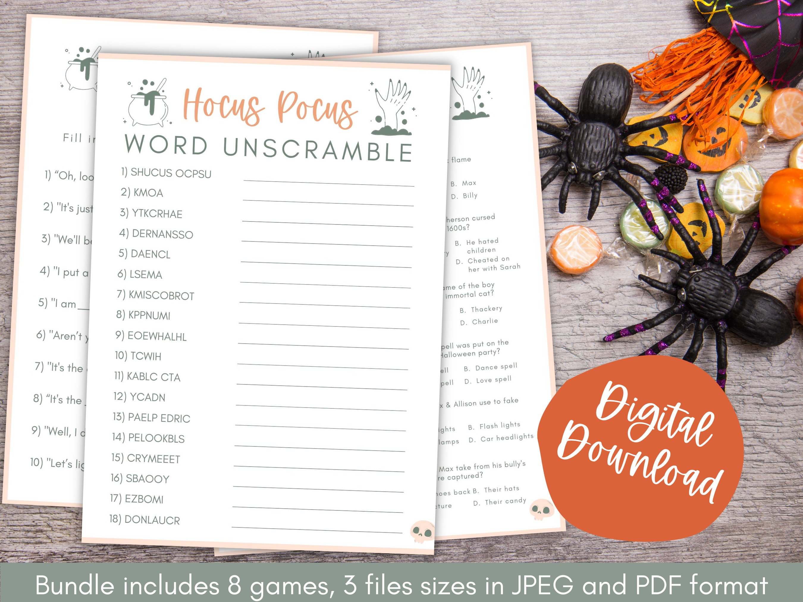Hocus Pocus Party Games Printable Digital Download Halloween Game Night ...